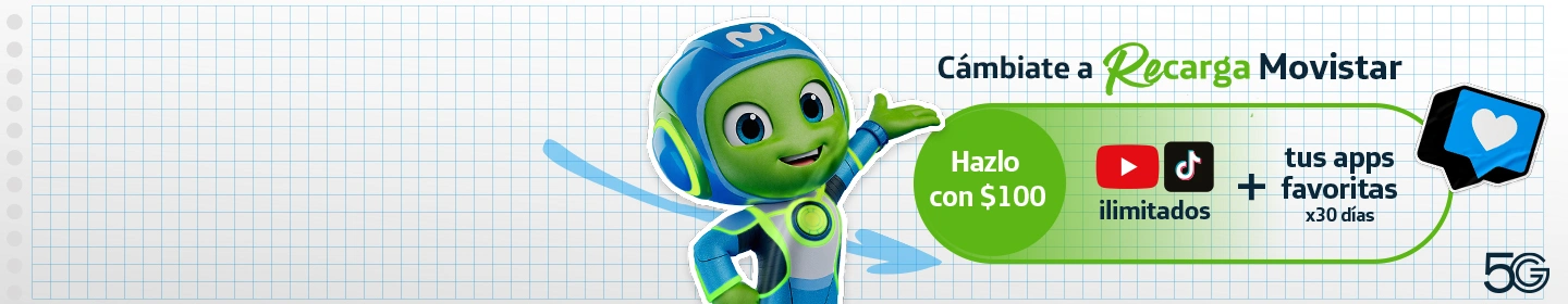 Cámbiate a Movistar en Recarga, Compra tu eSIM y recarga en línea
